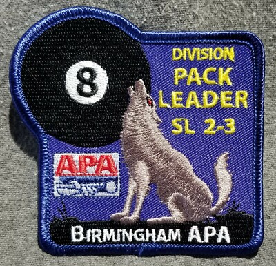 LMH Patch APA PACK LEADER 8 Ball Pool Players Award SL 2-3 Skill Level ...