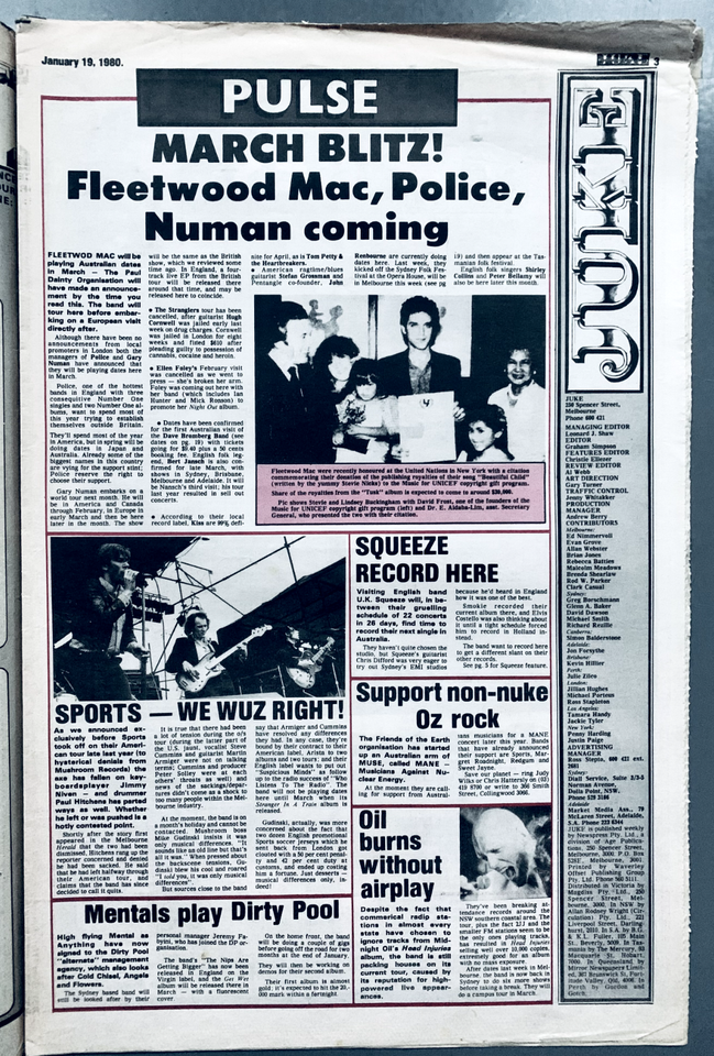 1980 MUSIC MAGAZINE Australia ABBA INTERTVIEW Squeeze John Cougar ...