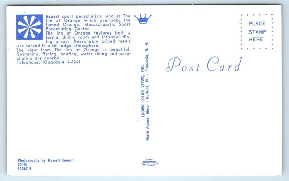 THE INN at ORANGE, MA~ Parachutists SPORTS PARACHUTING CENTER Skydiving ...