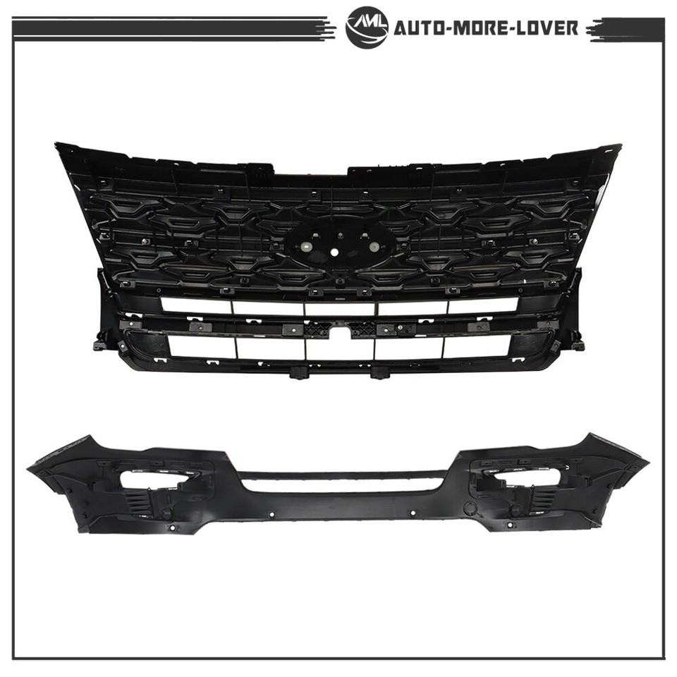 For 2018-2019 Ford Explorer Front Bumper Cover With Radar Hole + Front ...