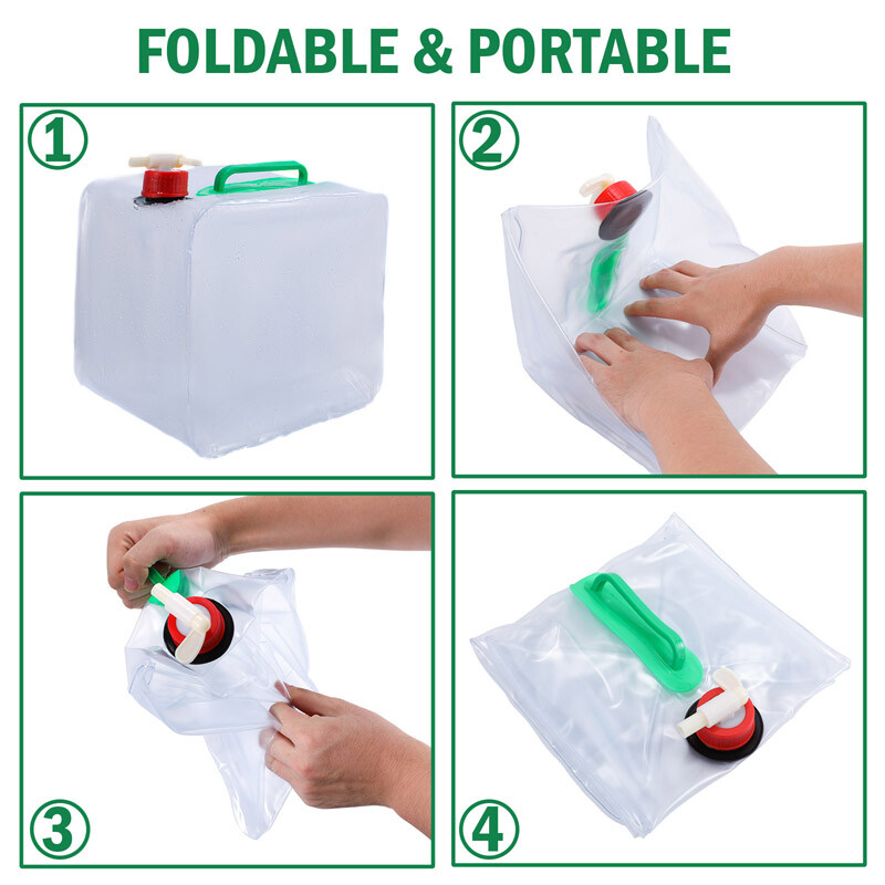 1-2Pc Collapsible Water Container with Spigot 5 Gallon Camping Water ...