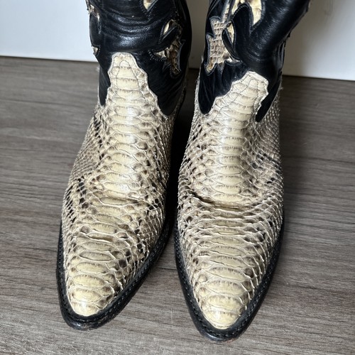 Vintage Tony Lama Size 6.5N Exotic Snakeskin Python & Black Leather ...
