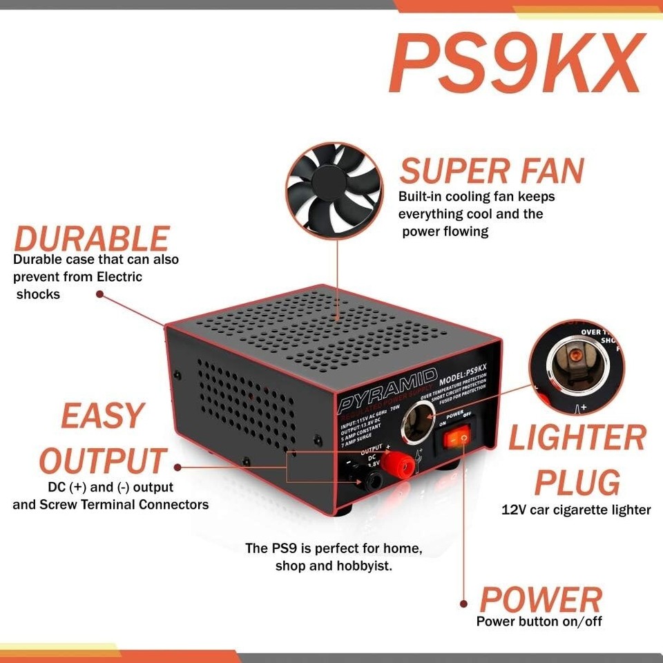 Pyramid PS9KX Universal Compact Bench Power Supply-5 Amp Linear ...