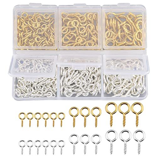 400 Pcs Mini Screw Metal Eyelet Screws Self Tapping Hooks for Jewelry ...