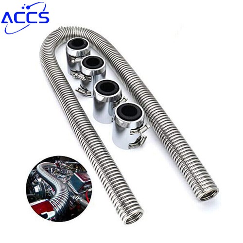 48 In Stainless Steel Universal Radiator Flexible Coolant Water Hose w ...