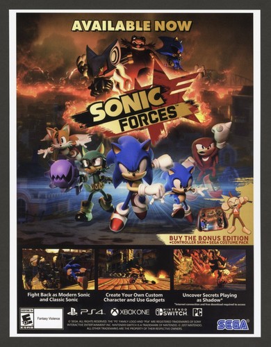 Sonic Forces PS4 Xbox One Nintendo Switch PC Game Promo Ad Art Print ...