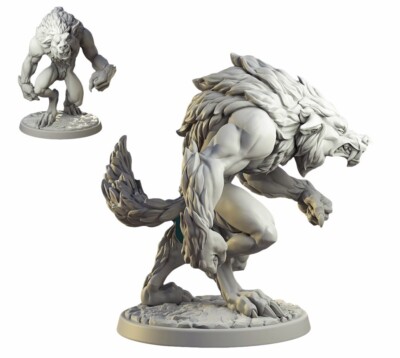 1/32 resin figures model Fantasy Werewolf 3D Printing unassembled ...