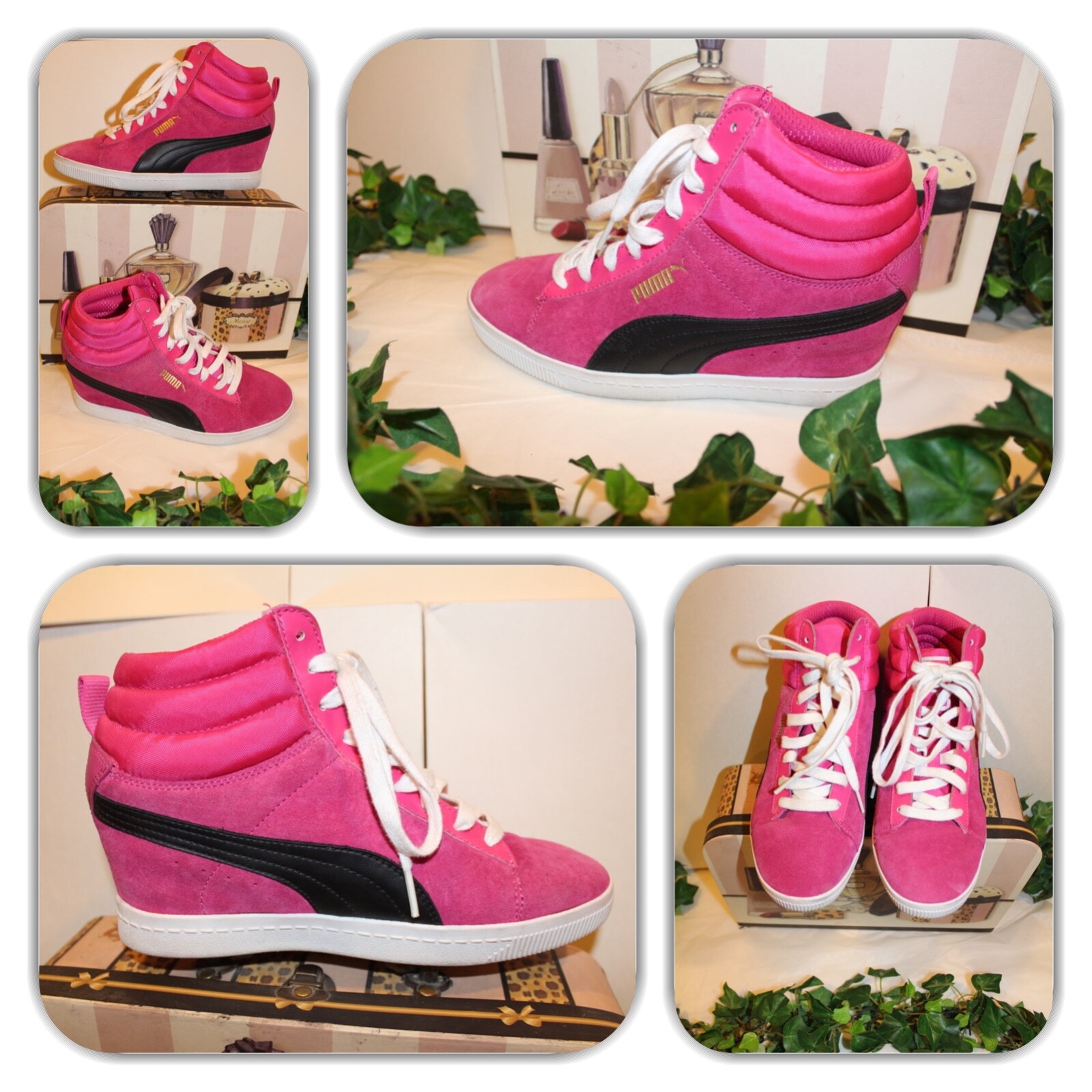 CHIC PUMA SUEDE LEATHER HIGH HEEL SNEAKER SHOES ! (SI… - Gem