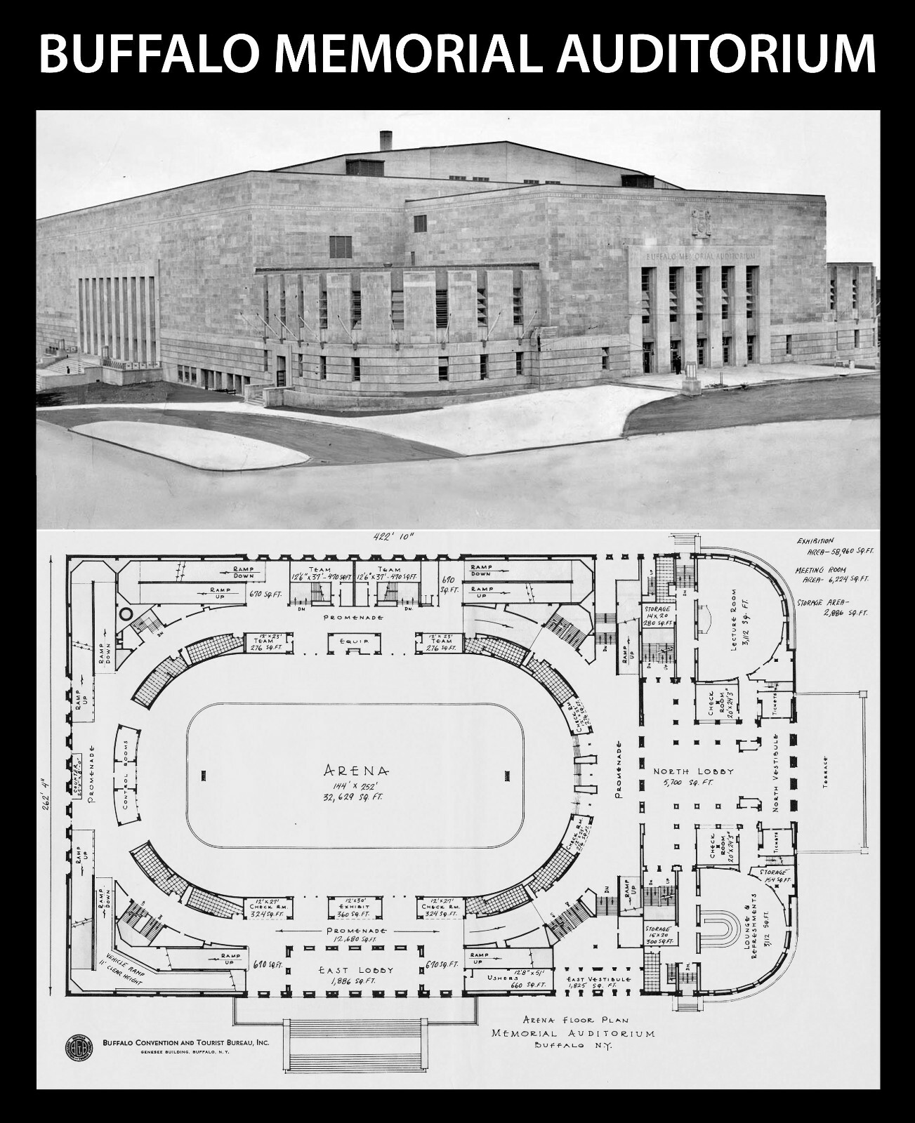 Buffalo Memorial Auditorium - 8x10 B&W Photo | eBay