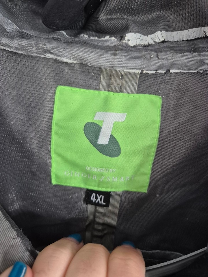 Telstra Jacket 4XL Grey Hooded Utility Jacket Zip Pockets | eBay Australia