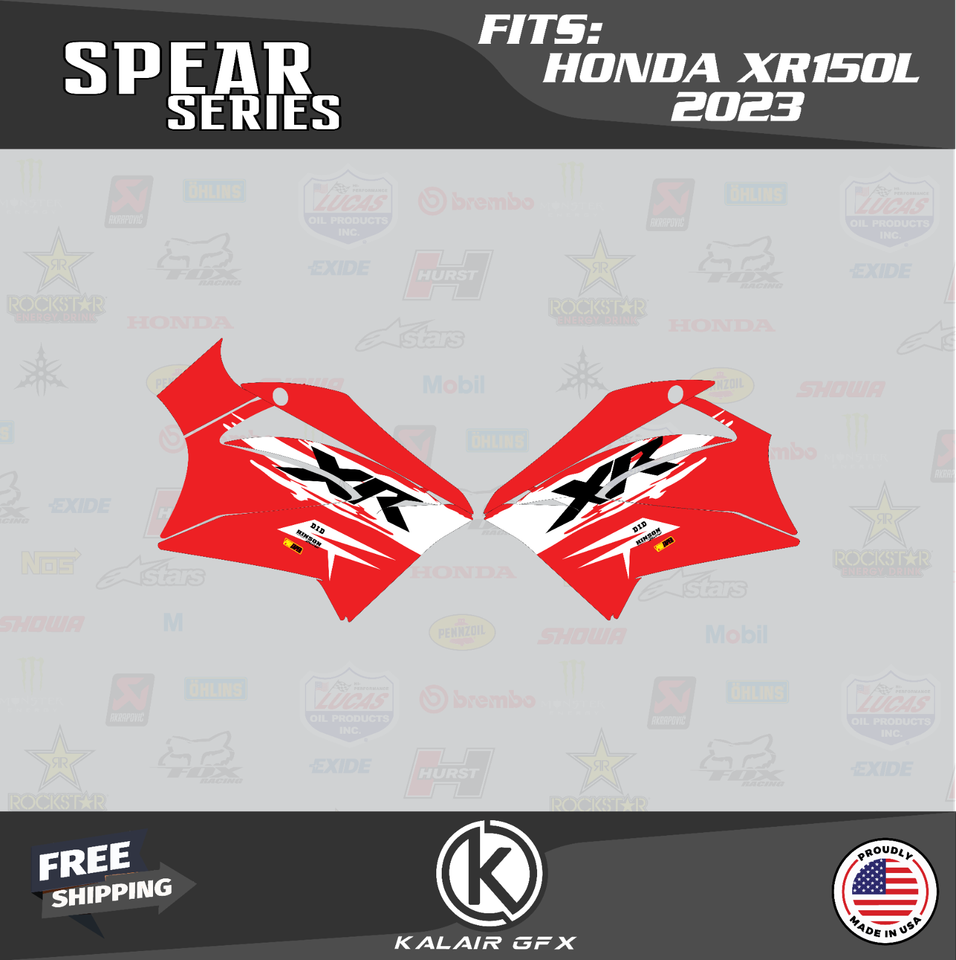 Graphics Decal Kit for Honda XR150L XR 125L ( 2023+) Spear Series - Red ...