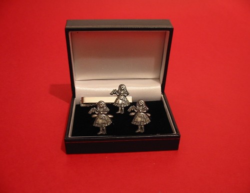 Alice in Wonderland Pewter Cufflinks & Tie Clip Set Alice Gift Xmas ...