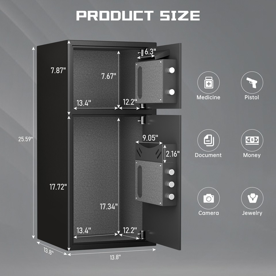 6.0 Cu ft Extra Large Safe Box Home Safe Double Door & Deposit Slot ...