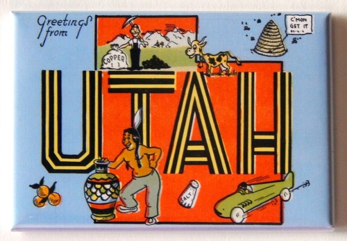 Greetings from Utah FRIDGE MAGNET travel souvenir "cartoon style" | eBay