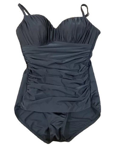 Miraclesuit Womens One Piece Rialto Swimsuit Black Ruched Tummy Control ...