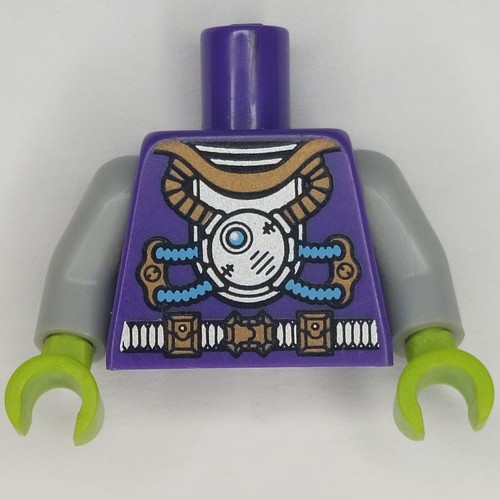 Lego Torso Space with Tubes Pattern Light B. Gray Arms Lime Hands ...