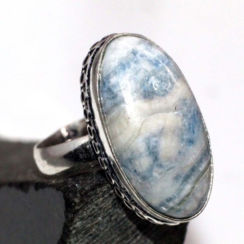 Blue Scheelite 925 Silver Plated Ring US 6.5 Valentine Jewelry MJ | eBay
