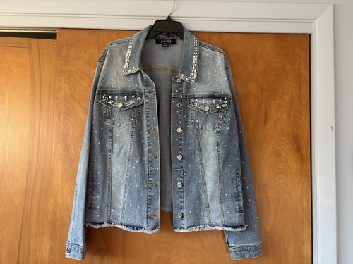 NWOT Joseph Rinkoff Jeans XXL Sequin & Pearl Denim Jacket | eBay
