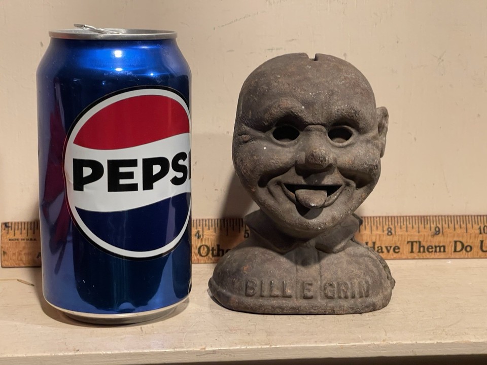 Antique Original J. & E. Stevens Bill E. Grin Mechanical Cast Iron Bank ...