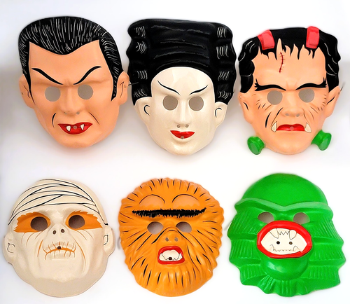 Vintage Norben Monster Masks Dracula Frankenstein Bride Mummy Werewolf ...