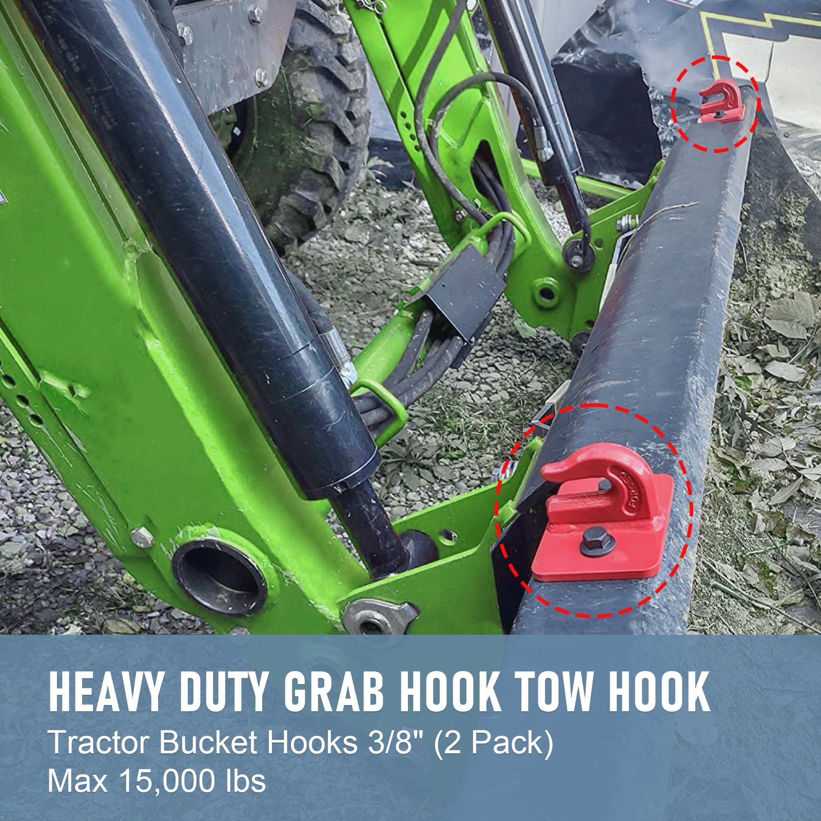 3/8" Bolt On Tractor Bucket Grab Hooks For Loader Tractor Bucket Heavy ...