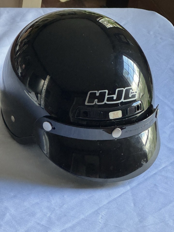 HJC CL-2 Half Shell Motorcycle Helmet DOT - Gloss Black W/ tinted visor ...