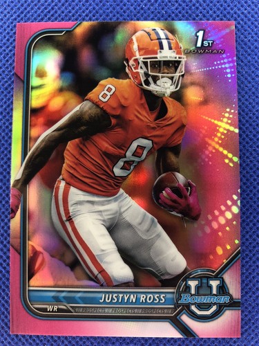 2022 #12 Justyn Ross Bowman University 1st Pink Refractor Clemson | eBay