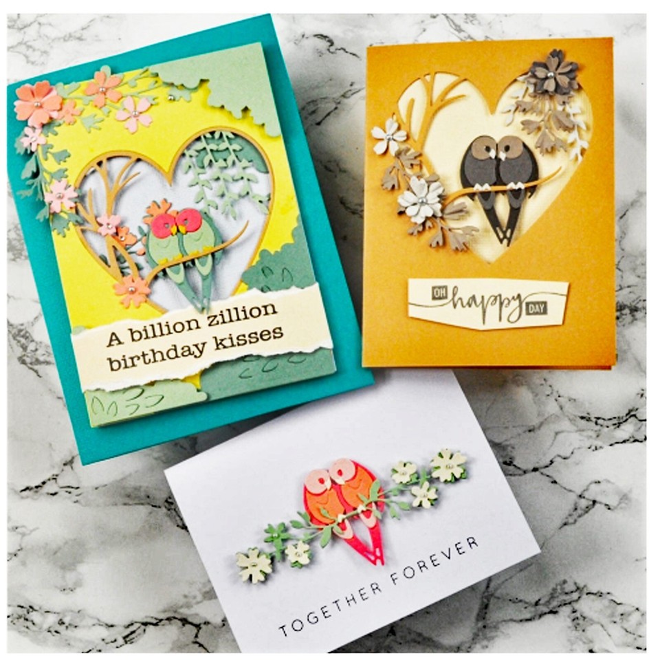 New, Retired Sizzix Thinlits Love Birds Shadow Box 22pc #663619 Retail $22.99 | eBay