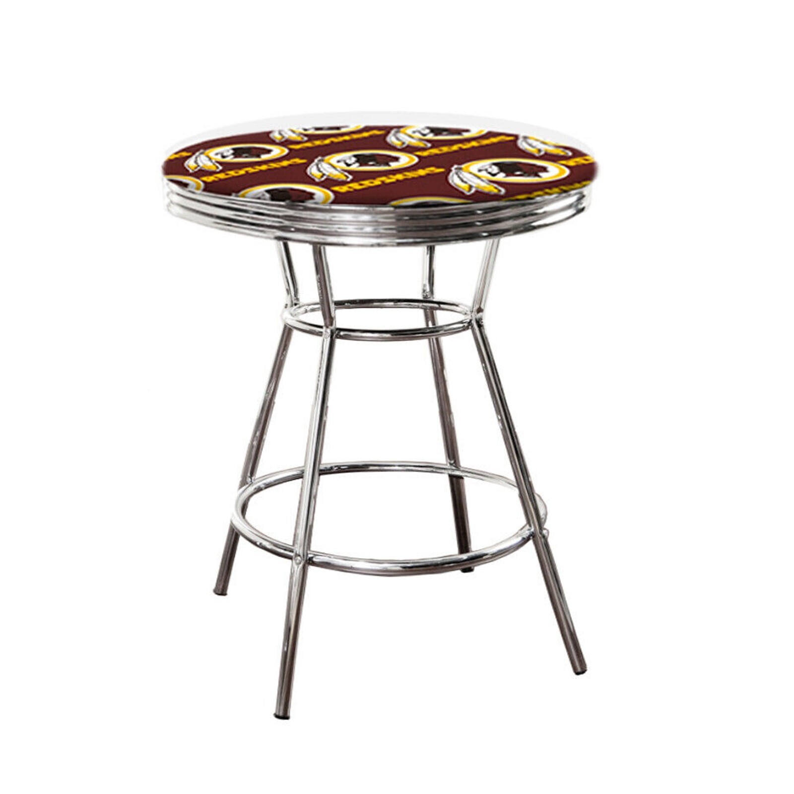 NFL Bar Table with Team Logo Fabric Table Top Glass Top and Chrome ...