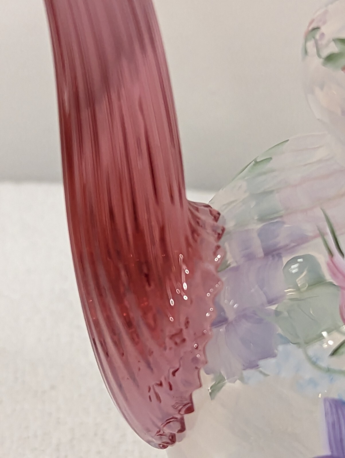 FENTON Glass Pitcher Vase Commemorative Opalescent Dusty Rose Crest ...