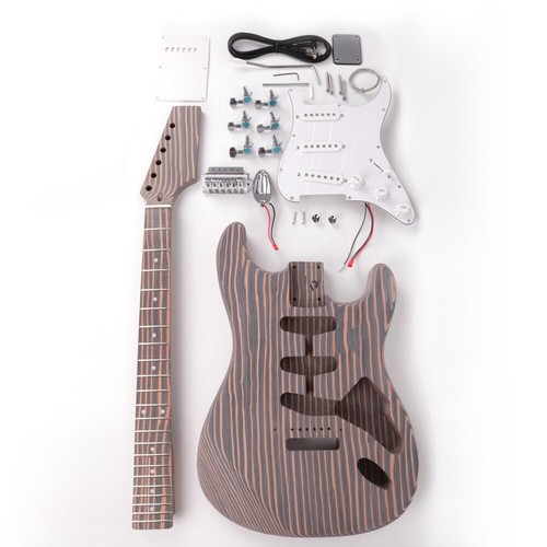 6string electric st guitar kit set zebra wood with all hardware | eBay