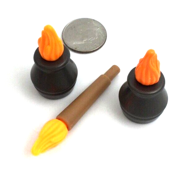 Playmobil Fire Pot Dark Grey Base & Flame & Hand Held Torch Fire K20 | eBay