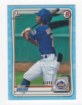 2020 Bowman Draft Prospects #BD-77 Isaiah Greene Sky Blue Parallel #'d ...