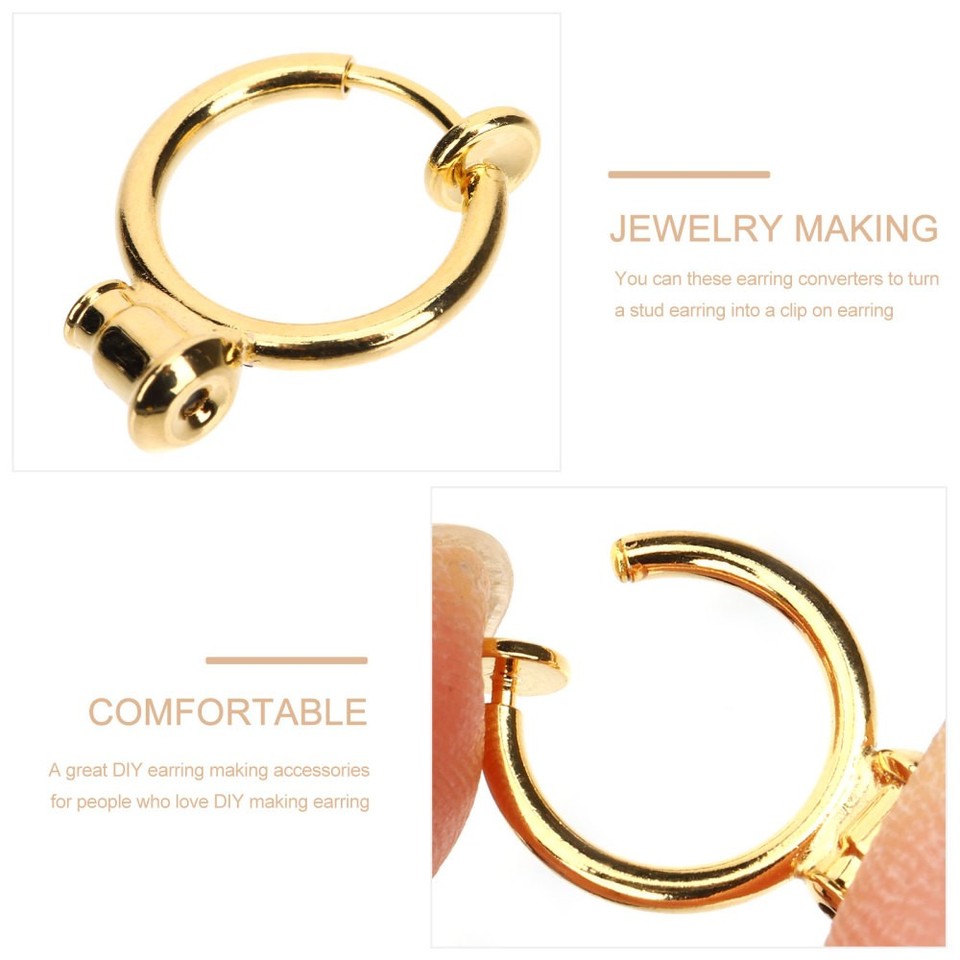 3 PCS Comfortable Clip on Earring Converter Large Clip-on Findings ...