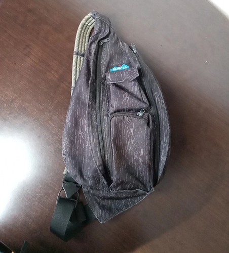 Kavu Rope Sling Cross Body Black Wood Grain Print Travel Bag RARE | eBay