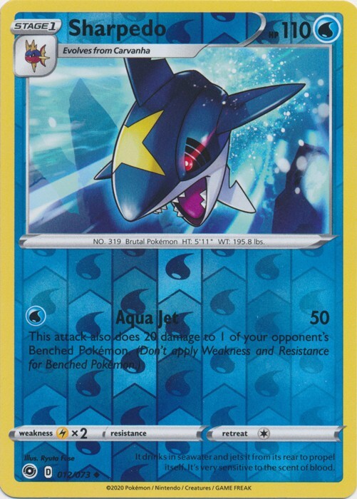 Reverse Holo Sharpedo Uncommon 12/73 Champion's Path Pokemon TCG | eBay