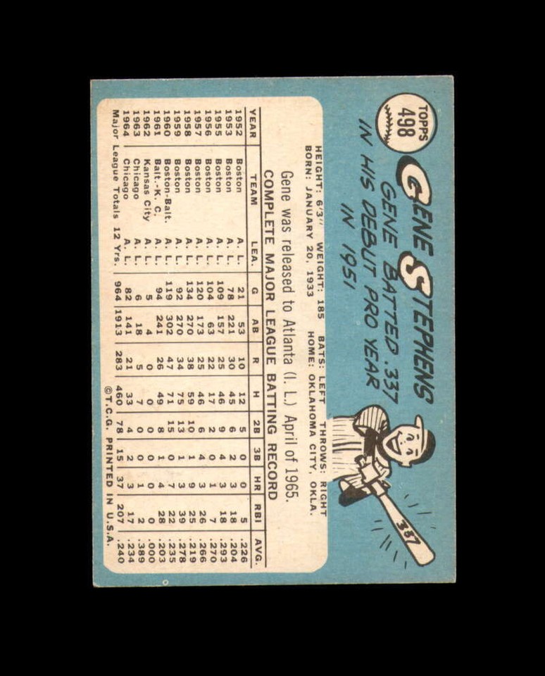 Gene Stephens Signed 1965 Topps Chicago White Sox Original Autograph | eBay