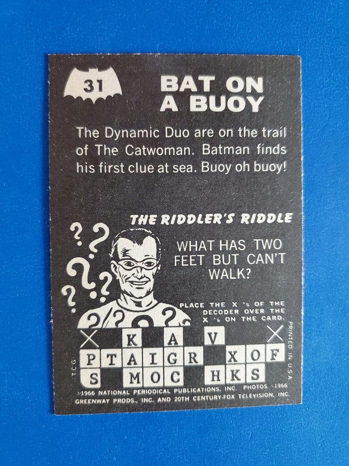 1966 Topps Batman Riddler Back Card #31 Bat on a Buoy - NM/MT | eBay