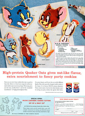 Quaker Oats MGM CARTOON COOKIE CUTTERS Tom & Jerry DROOPY Barney 1956 ...