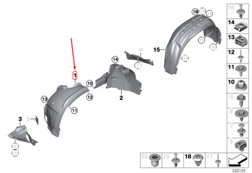 NEW BMW X5 F15 FRONT RIGHT WHEEL ARCH FRONT SECTION COVER 51717290854 ...