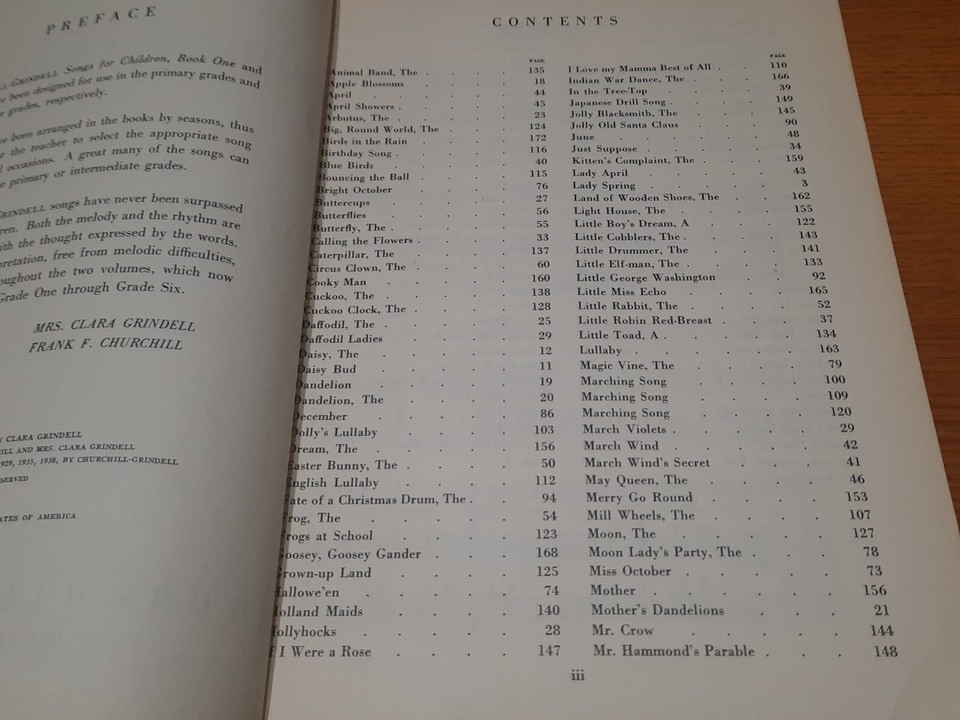 Songs for Children Book One for Primary Grades by Churchill-Grindell ...