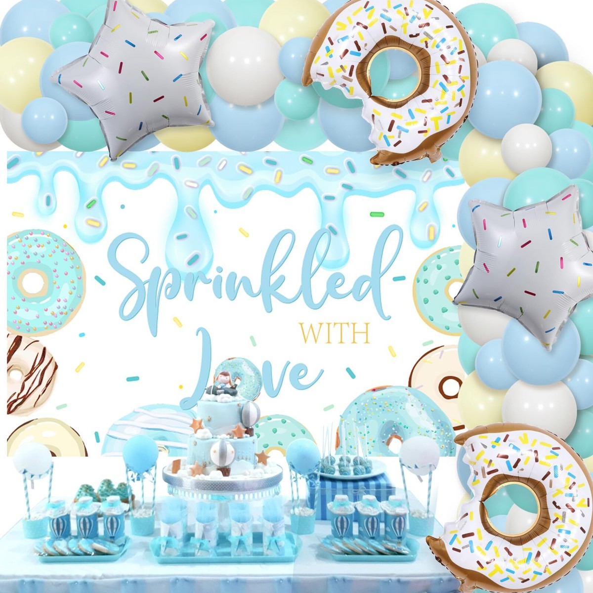 Baby Boy Sprinkle Background Donut Sprinkle Baby Shower Decorations