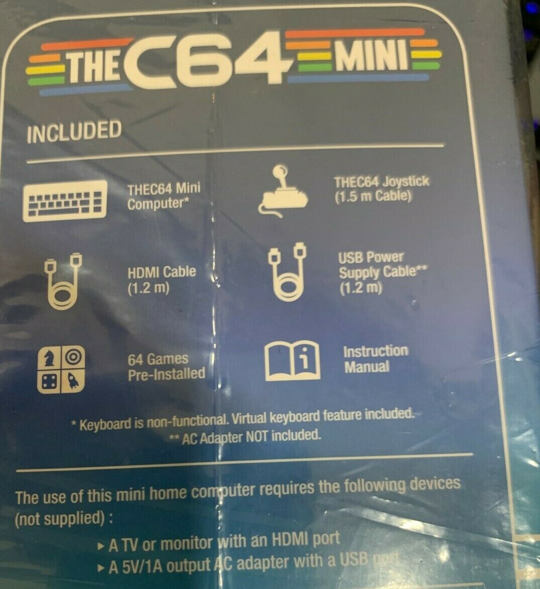 The C64 Mini Retro Console-Includes 64 Built-in Games & Joystick USA ...