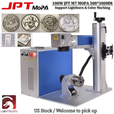 JPT 100W Mopa Fiber Laser Machine Rotary Metal Steel Color Marking 300* ...