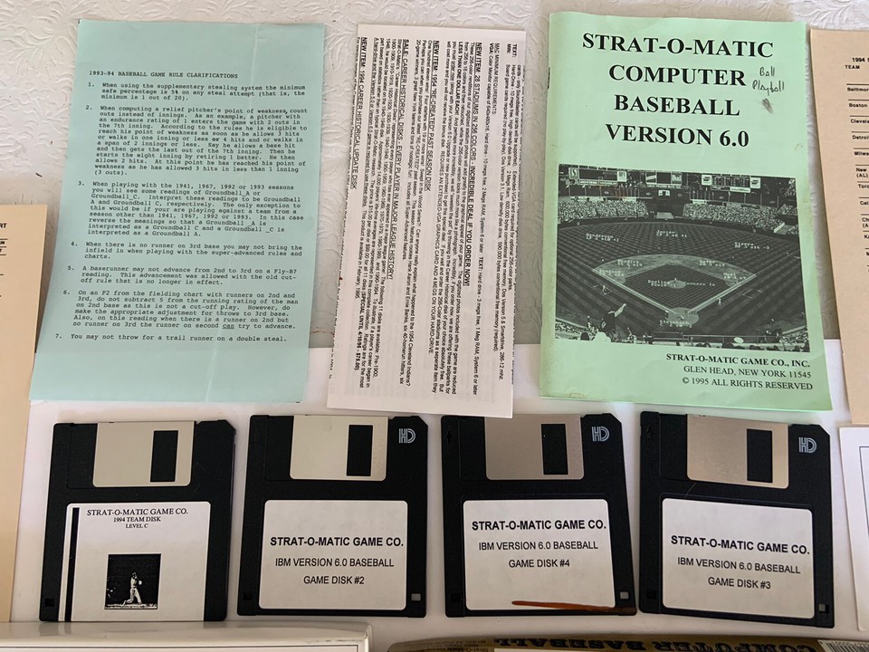 Strat-o-Matic Computer Baseball Version 6.0 1995- 7 disks $drop | eBay