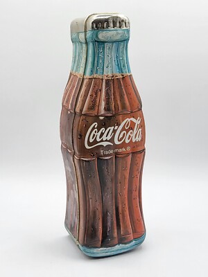 Coca Cola Coke Brand Bottle Shaped 13" Hinged Tin Metal Box Container ...