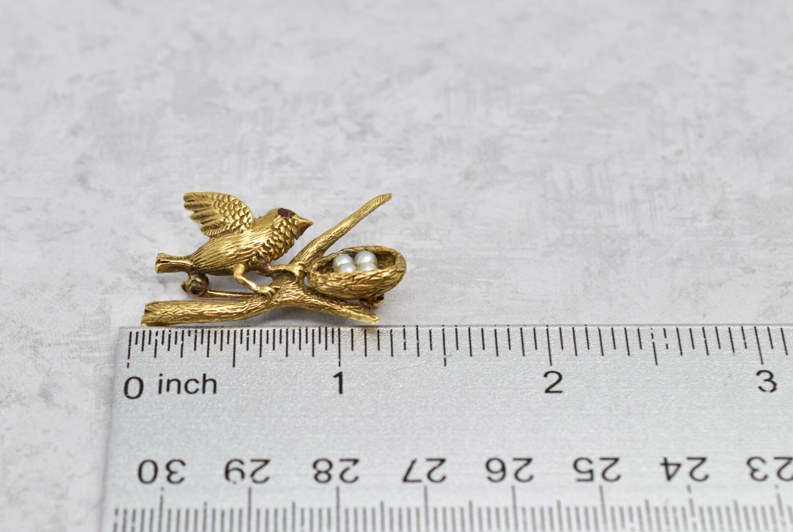 18k Yellow Gold Robin Pin with Pearls - 7.2g | eBay