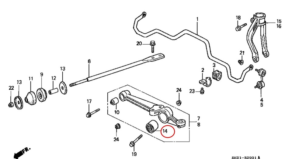 HONDA 88-91 CRX HF Si DX EF8 SIR Front Lower Control Arm Bushing Set ...
