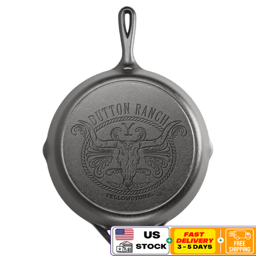 Yellowstone Cast Iron Skillet 12 Inch Steer Skull Oven Safe Kitchen ...