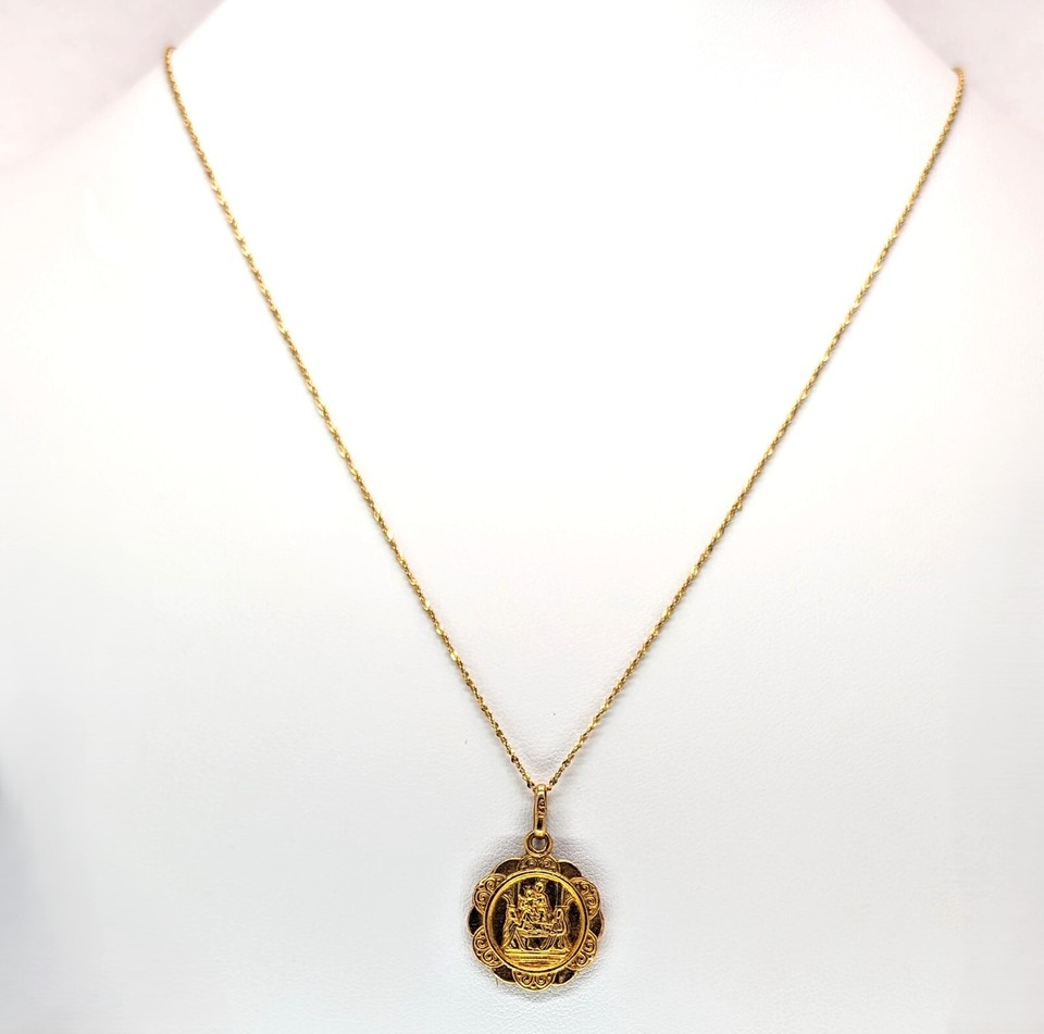 18K Gold Christ Medal Chain 20" Long | eBay